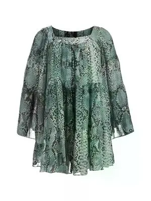 Balmain Snake-print Square Blouse