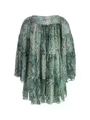 Balmain Snake-print Square Blouse