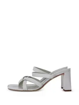 By Far Cross-strap Leather Heeled Sandals - White