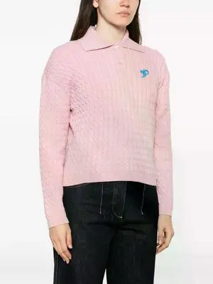 PATOU Cable-knit Polo-collar Sweater