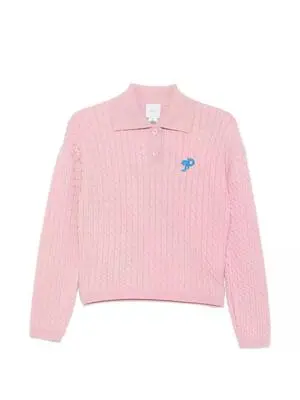 PATOU Cable-knit Polo Collar Sweater - Pink