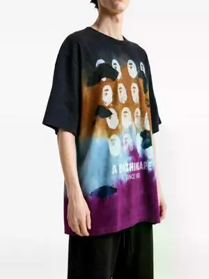 A BATHING APE Tie-dye Distressed T-shirt