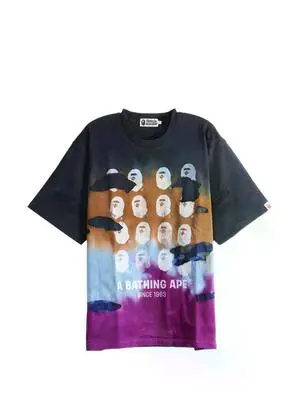 A BATHING APE Tie-dye Distressed T-shirt - Black