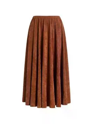 Alberta Ferretti Textured Pleated Midi Skirt - Brown
