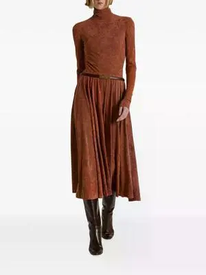Alberta Ferretti Textured Pleated Midi Skirt