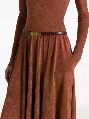 Alberta Ferretti Textured Pleated Midi Skirt