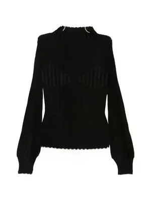 Liviana Conti Ribbed Balloon-sleeve Sweater - Black