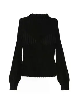 Liviana Conti Ribbed Balloon-sleeve Sweater - Black