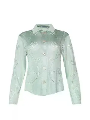 Calle Del Mar Ivy" Floral Motif Shirt - Green