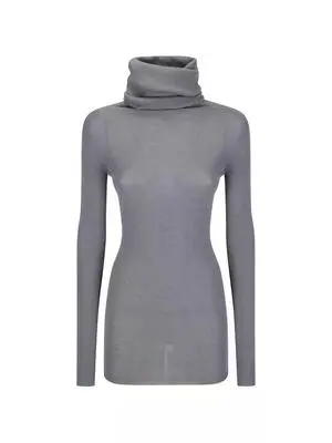Rick Owens Ls Tube Ribbed-knit Roll-neck Sweater - Grey