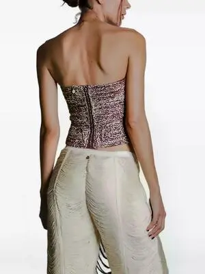 BLESS Talara Fringe-trimmed Strapless Top