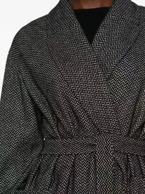 Liviana Conti Herringbone Pattern Belted Coat