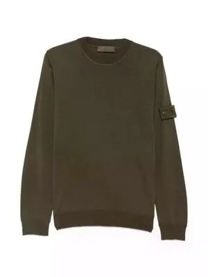 Stone Island Logo Patch Fine Knit Sweater - Green