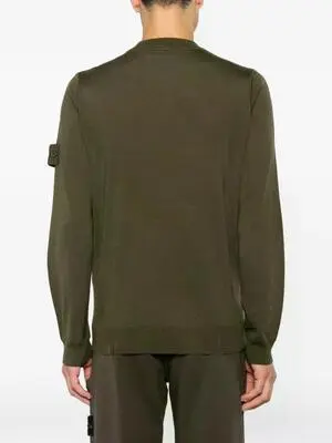 Stone Island Logo Patch Fine Knit Sweater - Green