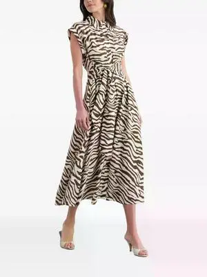 TOCCIN Serena Zebra-print Midi Dress - Neutrals