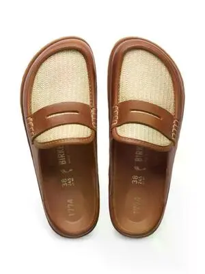 BIRKENSTOCK Naples Calf Leather-panelled Canvas Sandals