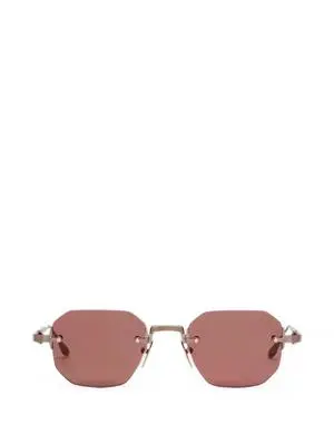 AKONI Geometric-frame Rimless Sunglasses - Brown