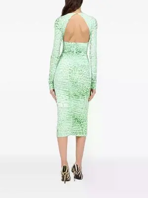 Roberto Cavalli Jaguar-print Ruched Midi Dress