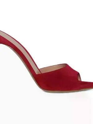 GIANVITO ROSSI Elle Suede Pointed Toe Stiletto Sandals - Red