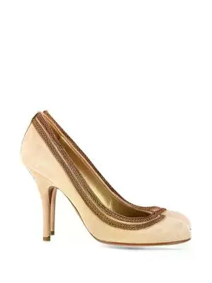 SERGIO ROSSI Chain-detail Round-toe Pumps - Neutrals