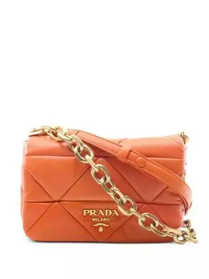 Prada Quilted Chain Shoulder Bag - Orange