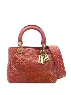 Dior 2010s Lady Two-way Studded Handbag - Red