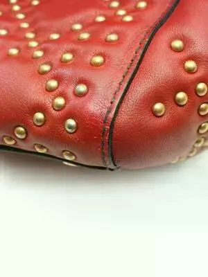 Dior Lady Two-way Handbag With Gold-tone Stud Embellishment - Red