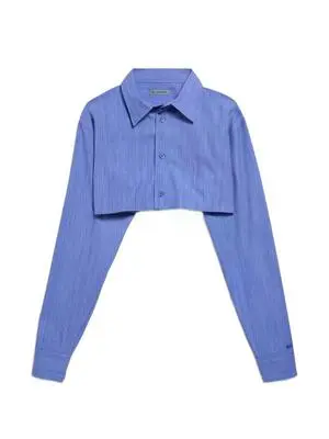 Balenciaga Cropped Long-sleeve Shirt - Blue