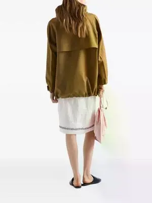 Prada Mélange Hopsack Wool Jacket With Detachable Hood - Brown