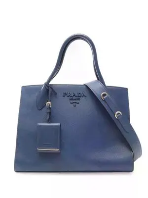 Prada 2010s Saffiano Cuir Monochrome Handbag - Blue