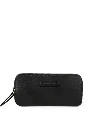 PIQUADRO Pebbled Logo-plaque Clutch Bag - Black