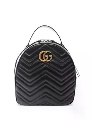 Gucci Gg Marmont Chevron Quilted Leather Backpack - Black
