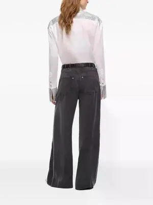 Pinko Sueded Finish Wide Leg Trousers - Grey