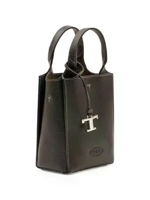 TOD'S Logo-pendant Grained-leather Tote Bag