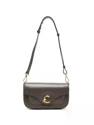COCCINELLE Leather Shoulder Bag With Logo Plaque - Green