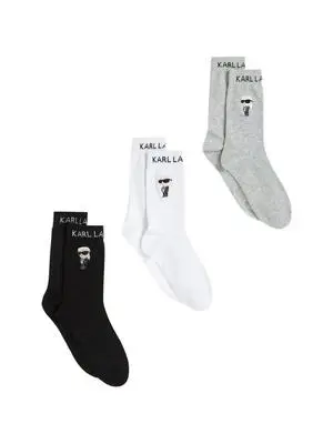 Karl Lagerfeld K/ikon Logo-jacquard Socks Set - Black