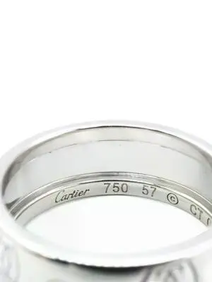 Cartier 18k White Gold Engraved Logo Ring