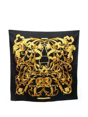 Hermès 2010s 90 Le Mors À La Conétable Scarf - Black