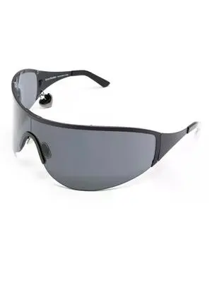 Acne Studios Logo-charm Shield-frame Sunglasses - Black