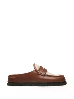 BIRKENSTOCK Naples Calf Leather-trimmed Canvas Sandals