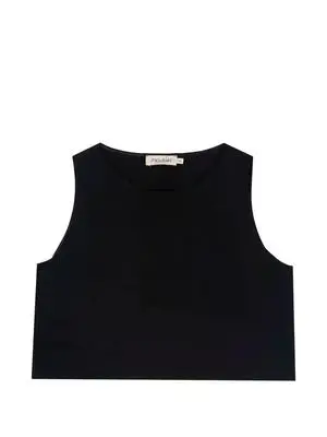 MOUTAKI Asymmetric-hem Cropped Top - Black