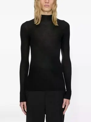 Rick Owens Ribbed Knit High-neck Sweater - Black