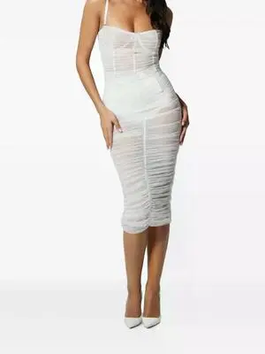 Kiki De Montparnasse Ruched Semi-sheer Midi Skirt - White