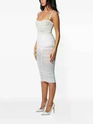 Kiki De Montparnasse Ruched Semi-sheer Midi Skirt
