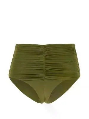 MAISON ANAMI Ruched High-waisted Bikini Bottoms - Green