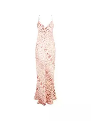 Roberto Cavalli Jaguar-print Slip Maxi Dress - Pink