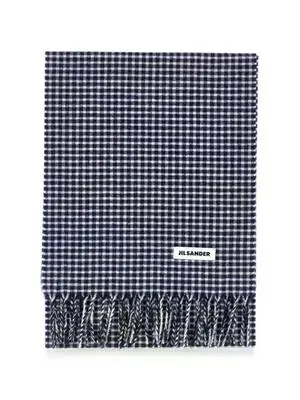 JIL SANDER Check Fringed Scarf