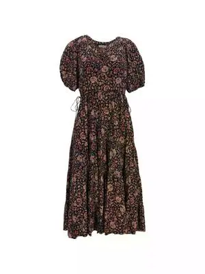 Ulla Johnson Floral-print Midi Dress - Black