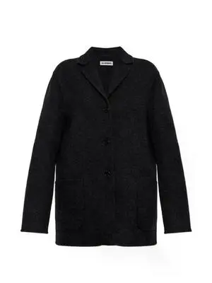 JIL SANDER Herringbone Wool Blazer - Black