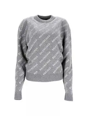 Balenciaga All-over-logo Wool Sweater